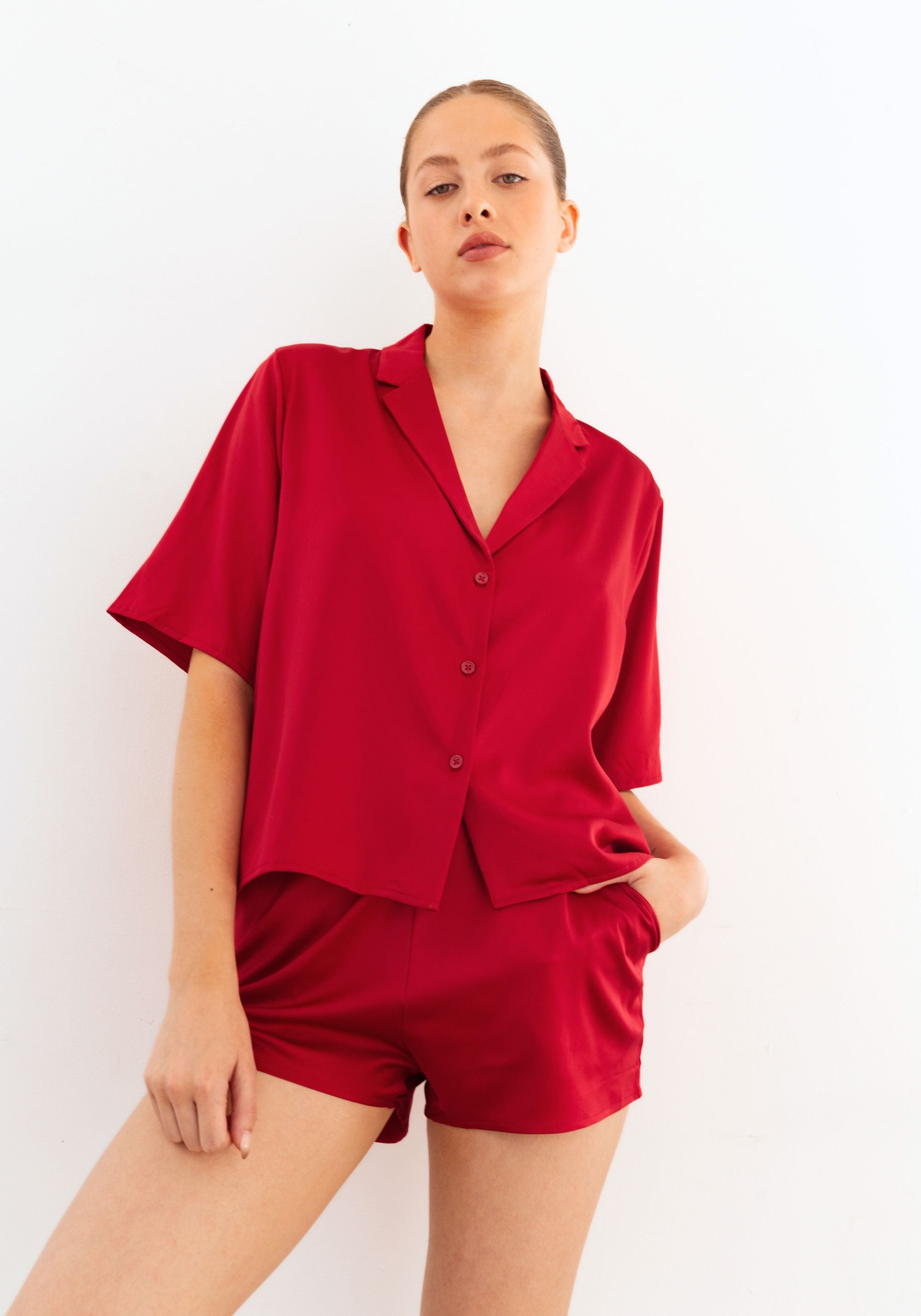 Women's After Hours Satin Top, Scarlet | Blush Lingerie