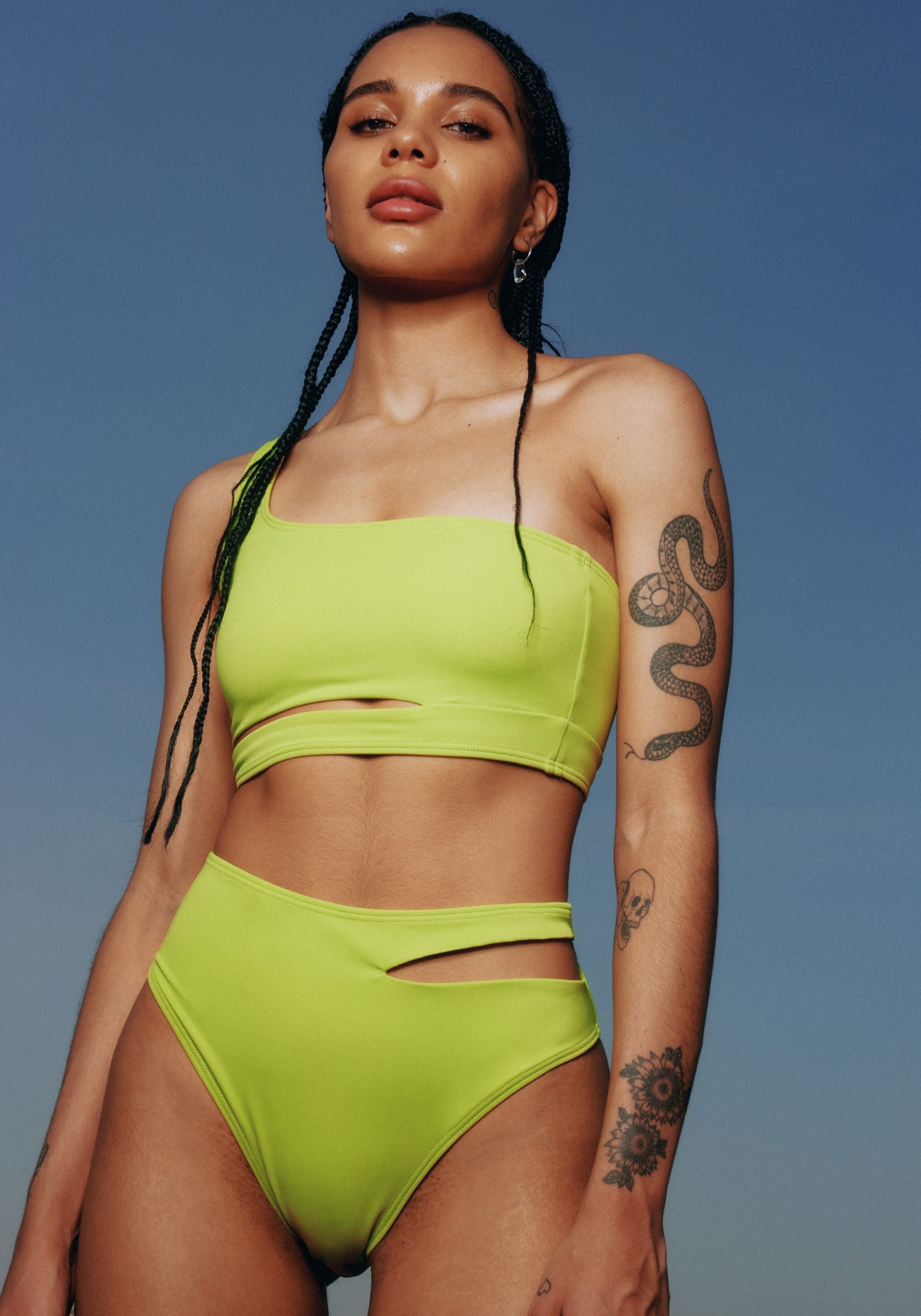 Women's Jade High Waist Bikini Bottom, Chartreuse | Blush Lingerie